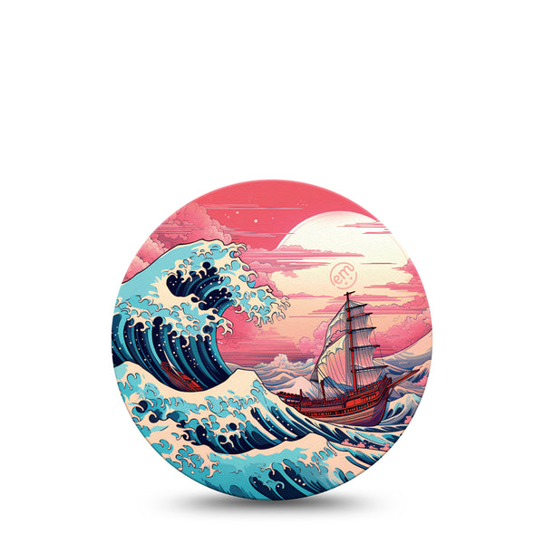 ExpressionMed OverPatch Great Waves Adhesive Patch Freestyle Libre 2 o - Diabeticsupply.co.uk