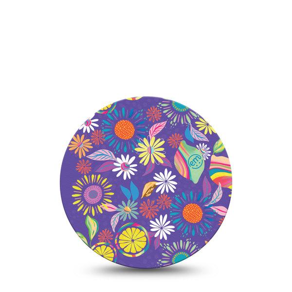 ExpressionMed OverPatch Purple Flower Adhesive Patch Freestyle Libre 2 - Diabeticsupply.co.uk