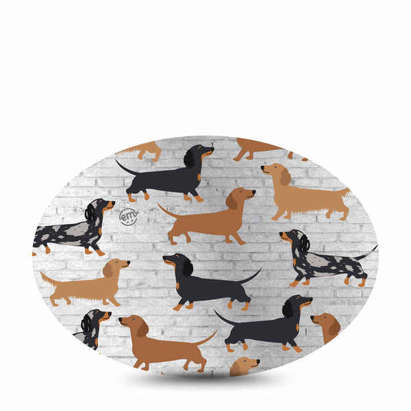 ExpressionMed Dancing Dachshunds Adhesive Patch Oval - Diabeticsupply.co.uk