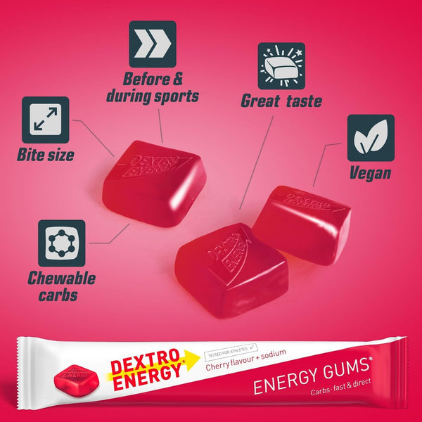 Dextro Energy Gums - Cherry (single pack) - Diabeticsupply.co.uk
