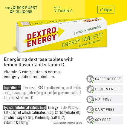Dextro Energy Tablets - Lemon (single pack) - Diabeticsupply.co.uk