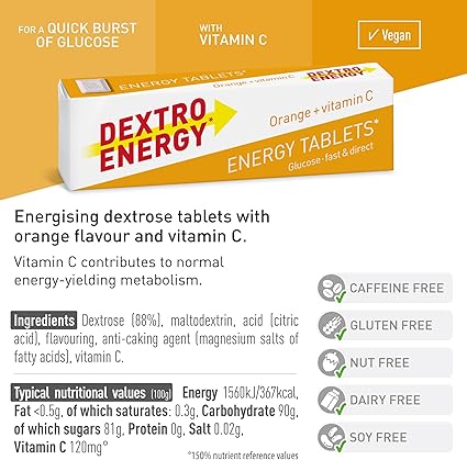 Dextro Energy Tablets - Orange (single pack) - Diabeticsupply.co.uk
