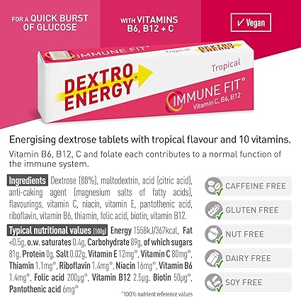 Dextro Energy Tablets - Tropical (single pack) - Diabeticsupply.co.uk