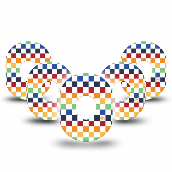 ExpressionMed Rainbow Checkerboard Adhesive Patch Dexcom G7/Dexcom ONE - Diabeticsupply.co.uk