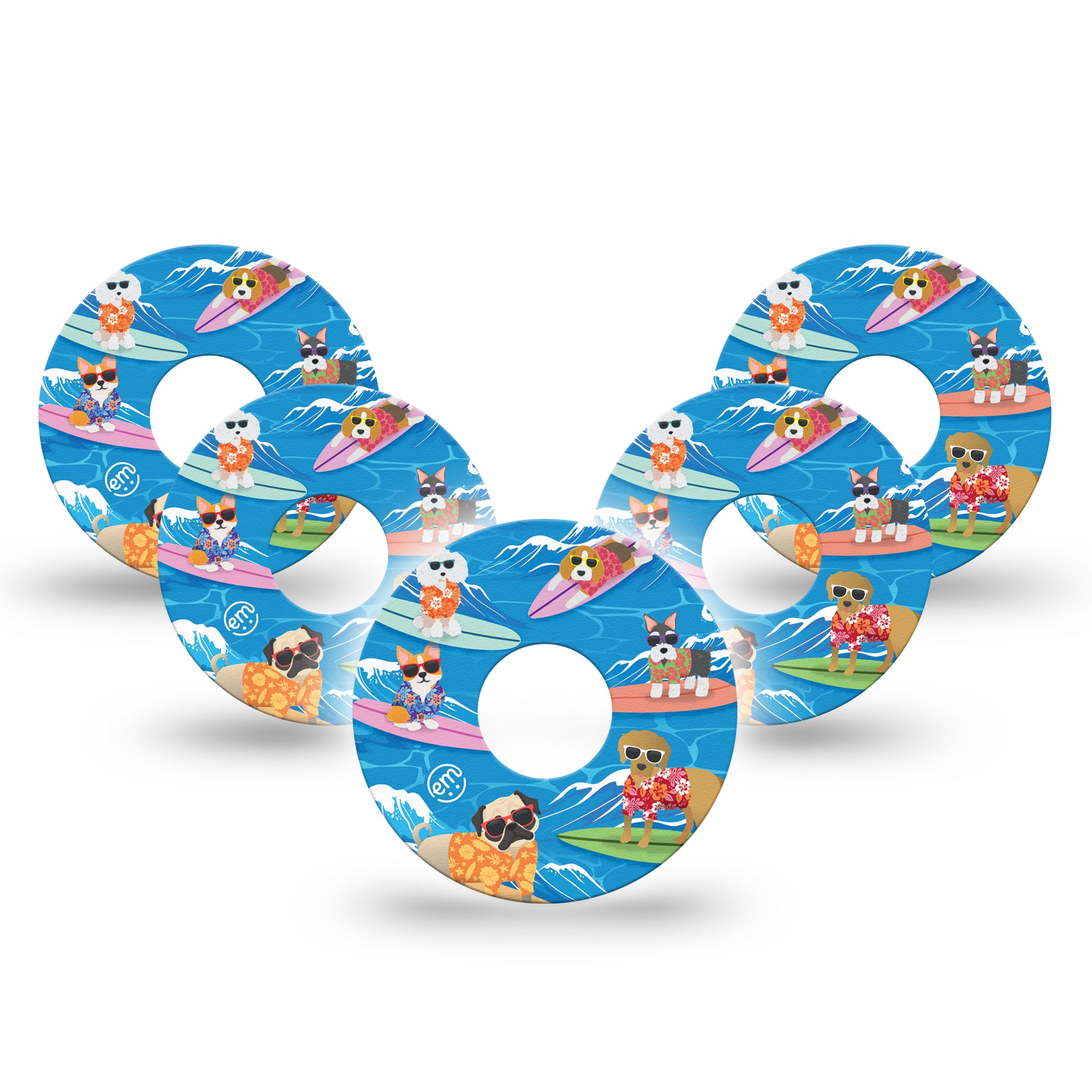 ExpressionMed Surfing Dogs Adhesive Patch Freestyle Libre 3 - Diabeticsupply.co.uk