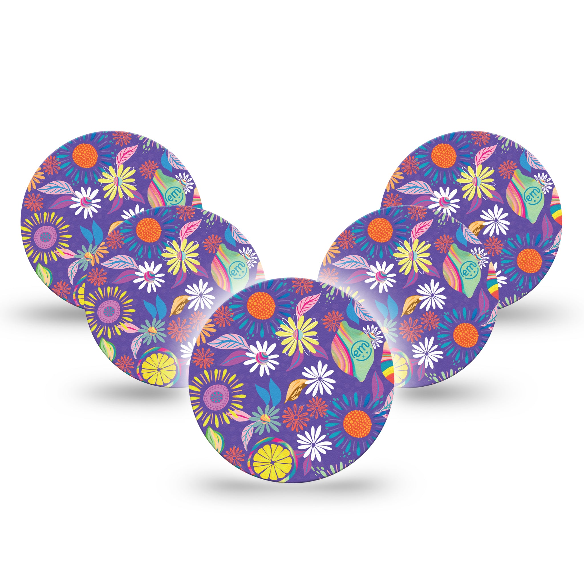 ExpressionMed OverPatch Purple Flower Adhesive Patch Freestyle Libre 3 - Diabeticsupply.co.uk