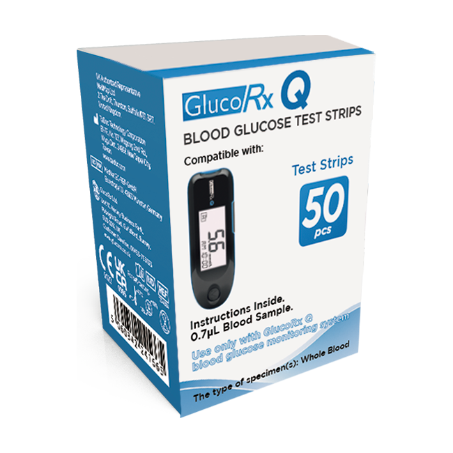 GlucoRx Q Blood Glucose Test Strips - Pack of 50 - Diabeticsupply.co.uk