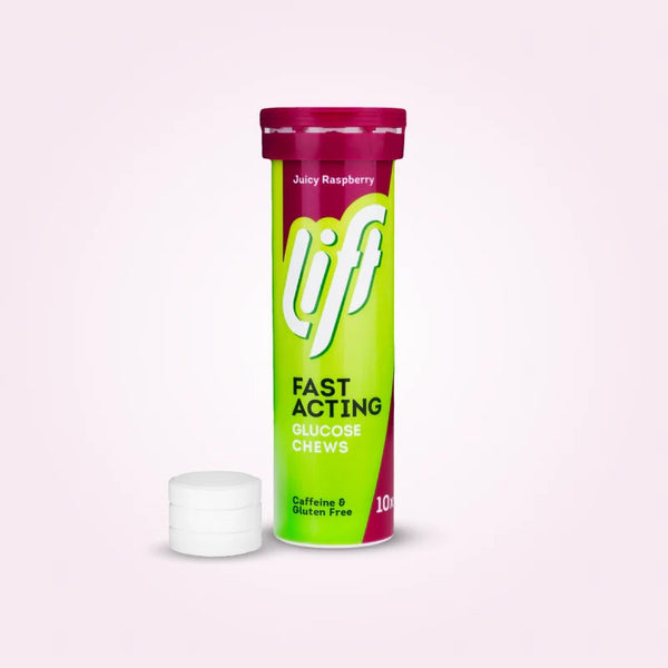 Lift Juicy Raspberry GlucoTabs (10 tablets) - Diabeticsupply.co.uk