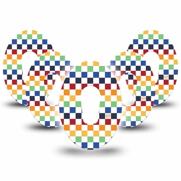 ExpressionMed Rainbow Checkerboard Adhesive Patch Dexcom G6/One - Diabeticsupply.co.uk