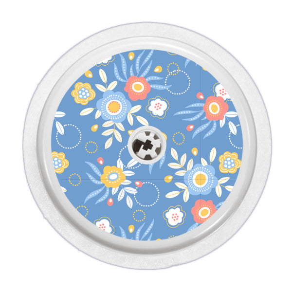 Freestyle Libre 2 Sensor Cover (Sky Blue Floral) - Diabeticsupply.co.uk