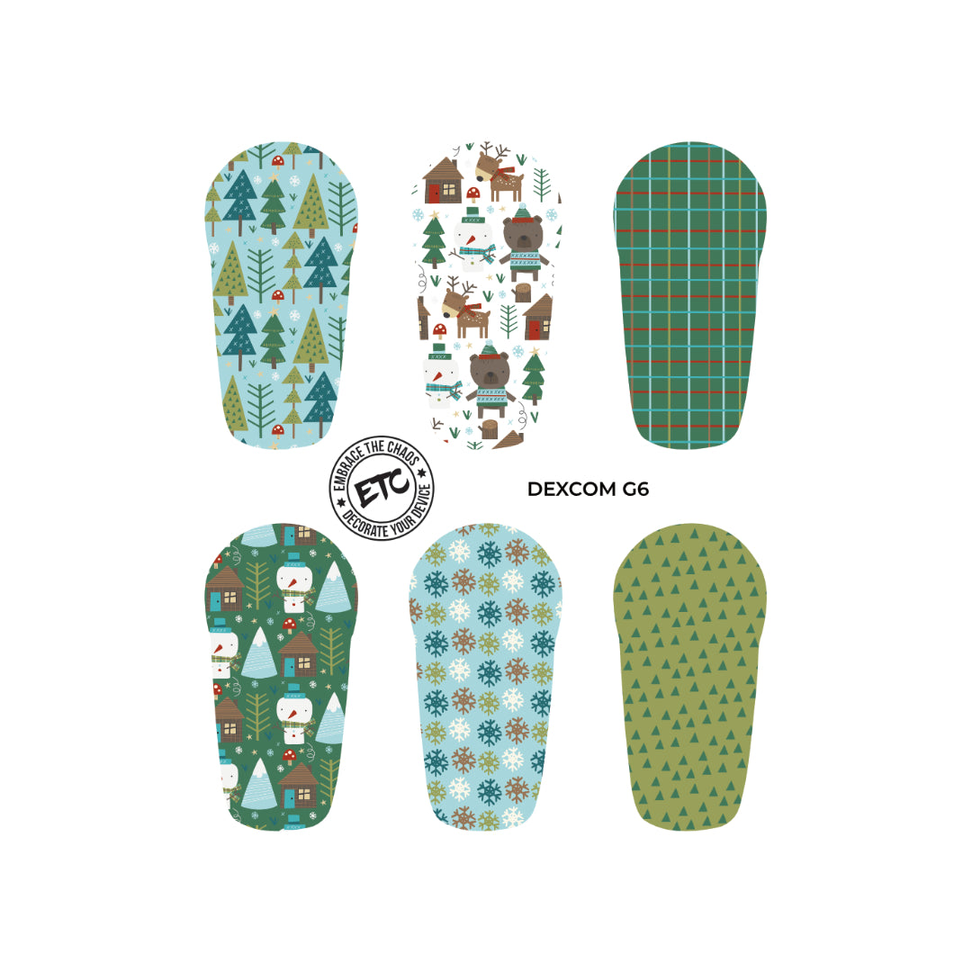 Dexcom G6/One Sensor Stickers (Winter Forest) 6 pack - Diabeticsupply.co.uk