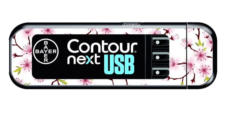 Bayer Contour Next USB Vinyl Sticker (White Cherry Blossom ...
