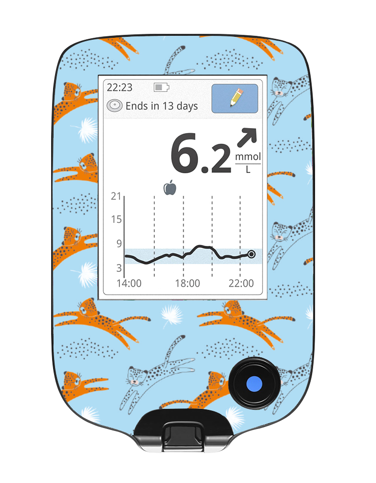 Freestyle Libre 2 Reader Sticker (Leaping Cheetahs) - Diabeticsupply.co.uk