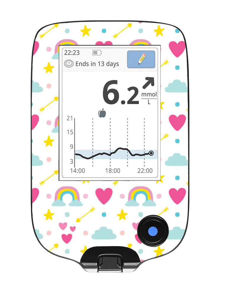 Freestyle Libre 2 Reader Sticker (Rainbows) - Diabeticsupply.co.uk